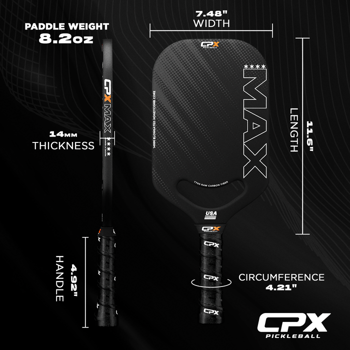 CPX Max Pickleball Paddle | T700 Carbon Fiber, 14mm